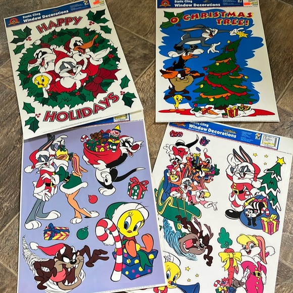 vintage window clings | Holiday | Vintage Christmas Loony Toon Static ...
